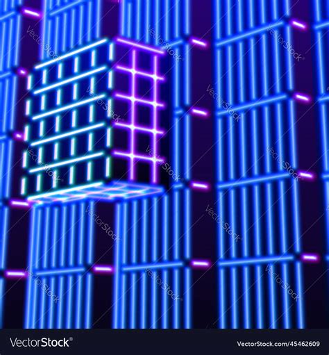 Neon Background With Ultraviolet 80s Grid Vector Image