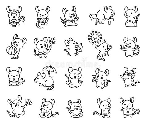 Cute Summer Cartoon Rat Characters Stock Illustration Illustration Of Cute Spray 377451243