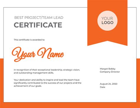 Free Best Projectteam Lead Certificate Hr Template To Edit Online