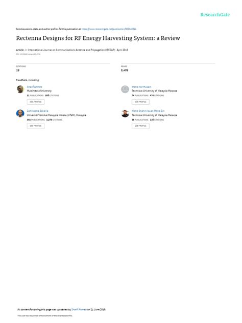 Rectennadesignsforrfenergyharvestingsystemareview Pdf Rectifier