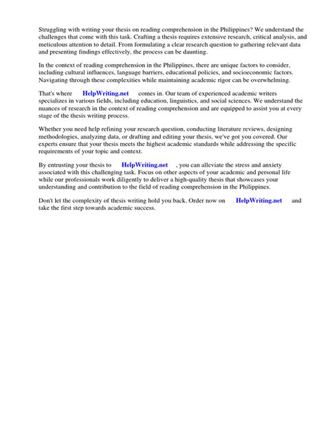 Sample Thesis Title About Reading Comprehension In The Philippines