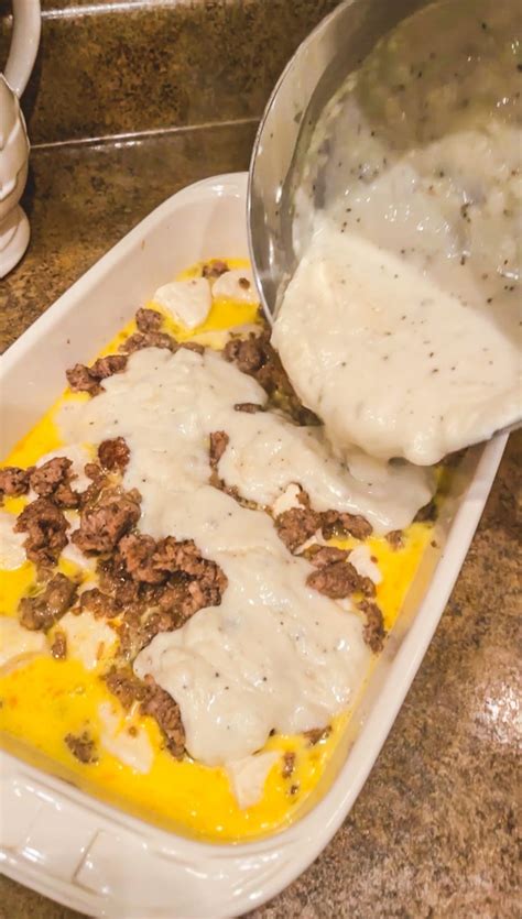 Sausage Egg Biscuit And Gravy Casserole