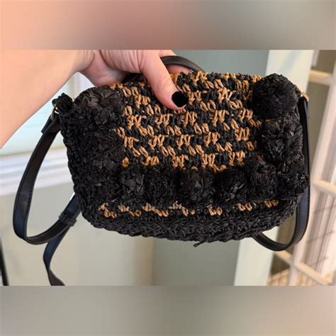Loft Bags Loft Raffia Pom Pom Purse Poshmark