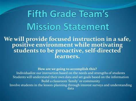 Ppt Fifth Grade Teams Mission Statement Powerpoint Presentation