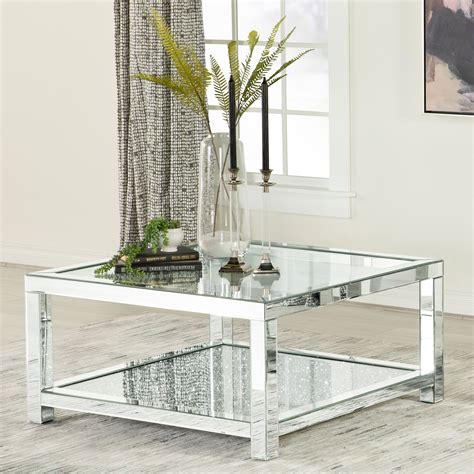 Brayden Studio® Valentina 1 Shelf Square Glass Top Coffee Table Silver