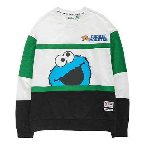 Sesame Street Cookie Monster Round Neck Pullover Unisex Black Ssatt201