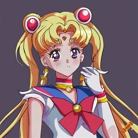 Cute Drawing Of Sailor Moon With Red And Blonde Hair On Craiyon