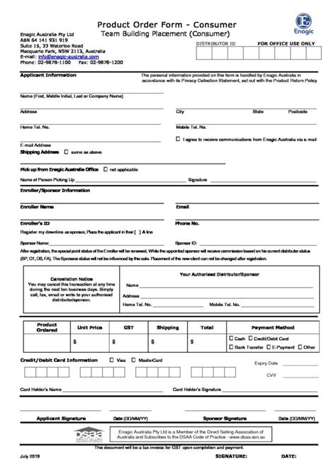 Updated Order Forms And New Enroller Order Forms 2019 Enagic Australia