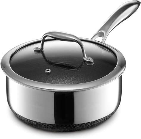 Hexclad Hybrid Nonstick 3 Quart Saucepan With Tempered
