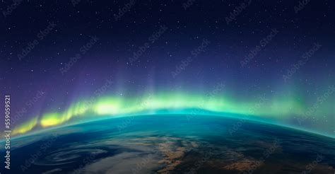 Planet Earth With Aurora Borealis
