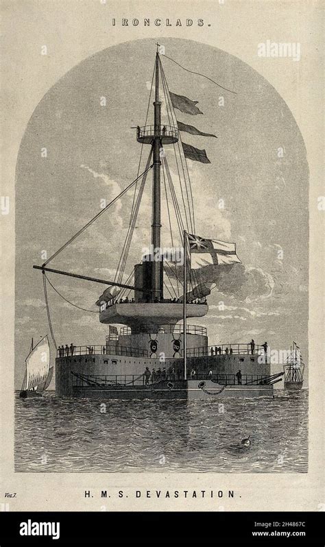 Armaments An Ironclad Battleship Hms Devastation Engraving C