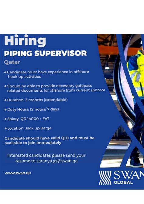 Saranya Saru On Linkedin We Are Hiring Piping Supervisorkindly Share Your Resume To