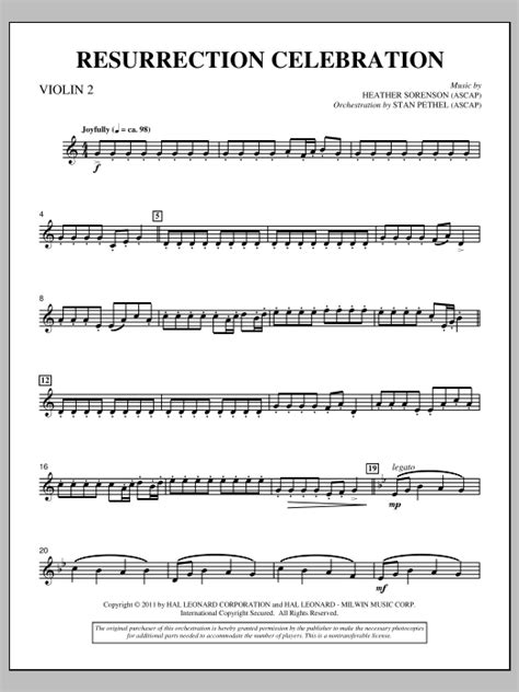 Download Heather Sorenson Resurrection Celebration Violin 2 Sheet