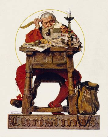 Norman Rockwell Christmas Santa Claus Reading Mail Saturday Evening