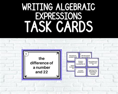 Writing Algebraic Expressions Task Cards Set Of 25 Etsy