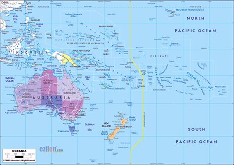 Large Political Map Of Australia And Oceania With Major Roads And Major