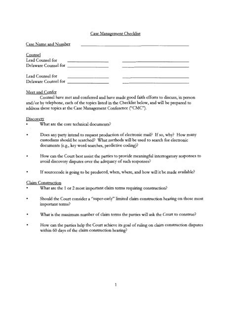 Checklist Template Paralegal Case Management Checklist