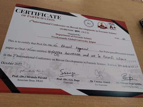 Bhoomi Aggarwal On Linkedin Forensic Gyan 2022 2nd International Conference