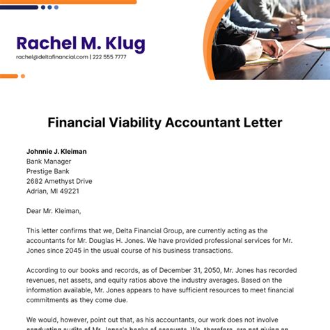 Free Financial Viability Accountant Letter Template To Edit Online