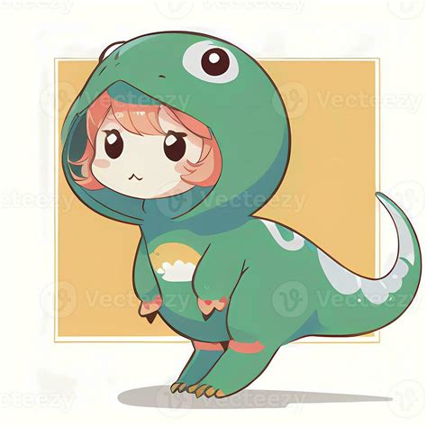 Cute Kawaii Chibi Anime Girl Sticker Cute Animal Suit Pajama Simple