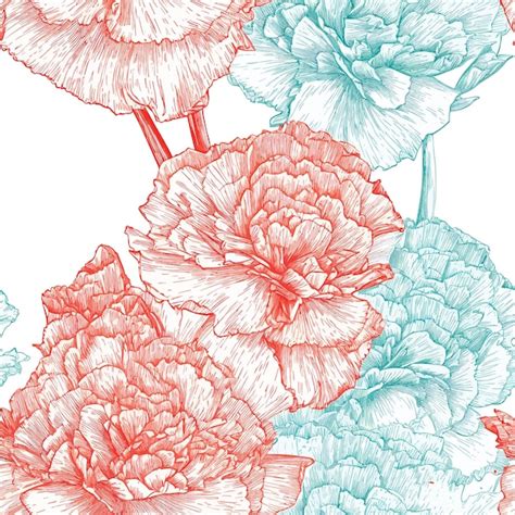 Premium Vector Seamless Colorful Carnation Pattern