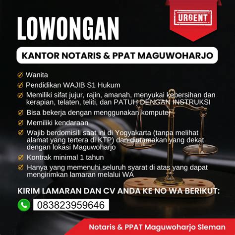 Lowongan Kerja Staff Kantor Di Notaris And Ppat Maguwoharjo Sleman