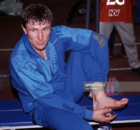 Sergei Bubka Gold Medallist In The Mens Pole Vault Puts Ice On A