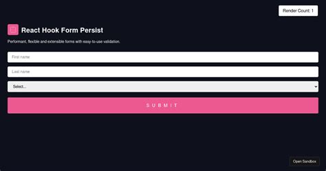 React Hook Form Persist Forked Codesandbox
