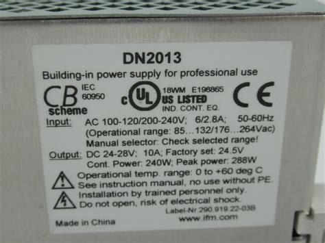 Ifm Ecomat200 Dn2013 Power Supply Ac 115230v 5060hz Dc 24v10a New