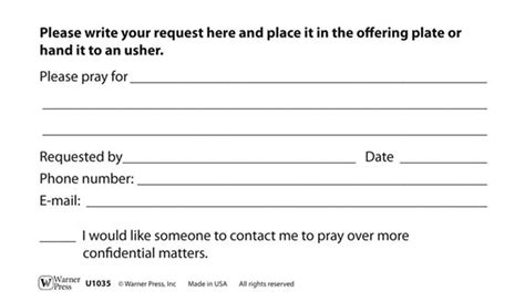 Prayer Request Forms Printable