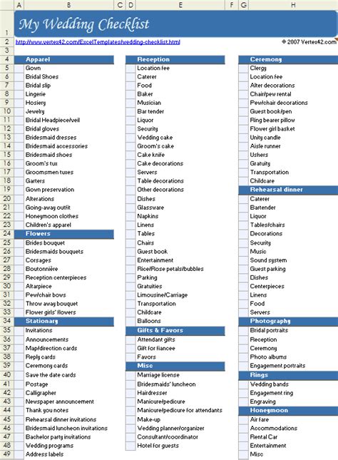 Wedding Planning Checklist Excel Free 60 Photos