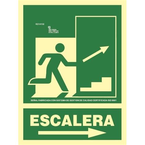 Señal De Evacuación Escalera Subida Derecha En Aluminio Clase A 210 X
