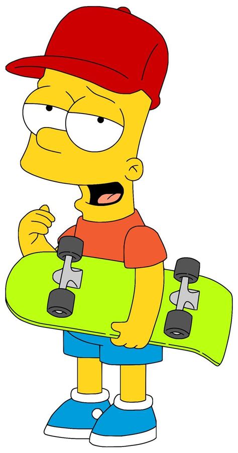 Bart Simpson With His Lucky Red Cap And His Skateboard Bart Simpson
