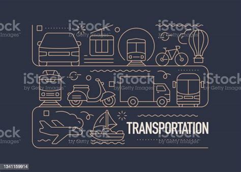 교통 관련 벡터 배너 디자인 컨셉 아이콘이 있는 모던 라인 스타일 기차에 대한 스톡 벡터 아트 및 기타 이미지 기차 차