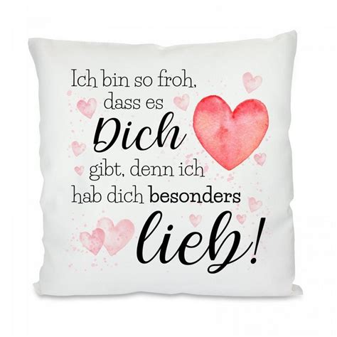 Herzbotschaft Dekokissen Kissen Mit Einseitigem Motiv Ich Bin So Froh