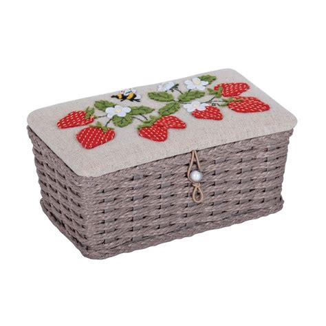 Small Sewing Box Natural Strawberries Sewing Boxes
