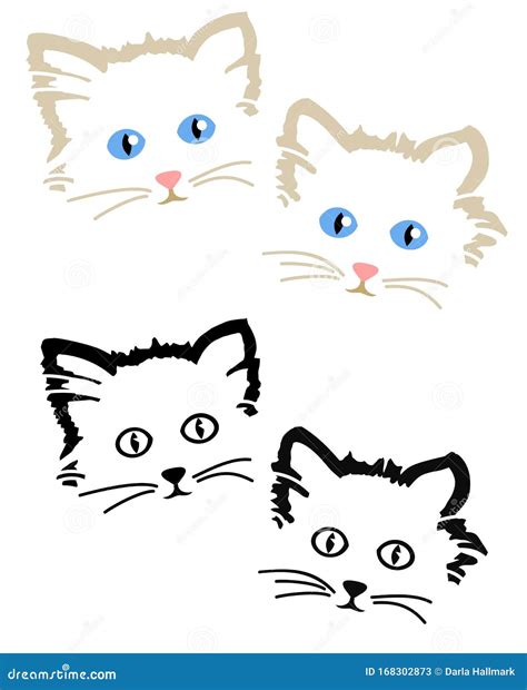 Cute Kitten Faces Spot Illustrations Stock Vector Illustration Of