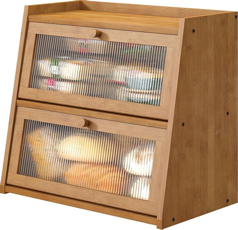 Extra Large Bread Box Double Layer Bread Box For Kitchen Counter