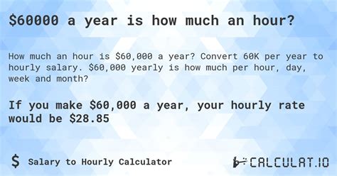 60000 A Year Is How Much An Hour Calculatio