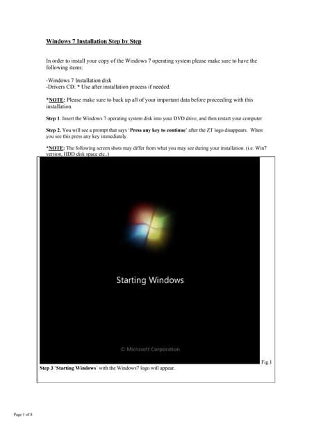 Windows 7 Installation Step By Step Pdf