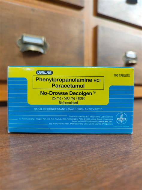 Phenylpropanolamine Hcl Paracetamol No Drowse Decolgen 25mg500mg