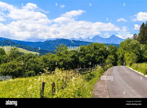 Cycling Road From Osturnia To Kacwin Village In Tatra Mountains On