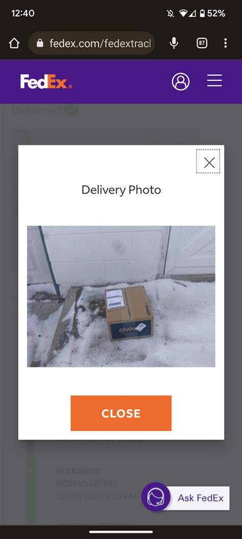 Package Delivery Confirmation Photo Was From A Package Delivered Weeks Ago Rfedex