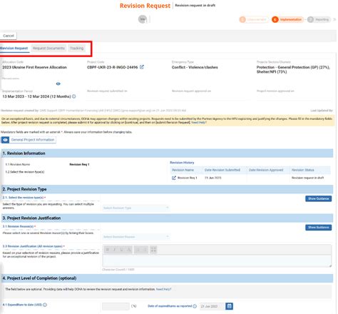 Project Revision For Cbpf Grant Management System Gms Support