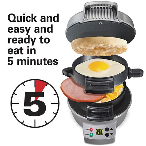 Hamilton Beach Breakfast Sandwich Maker With Timer Silver 25478mn