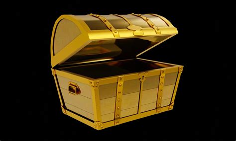 Gold Retro Antique Treasure Or Treasure Chest Luxuriously Expensive
