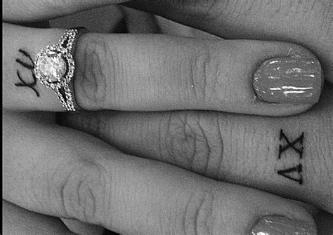 Our Wedding Date In Roman Numerals Tattooed On Our Ring Fingers Xv