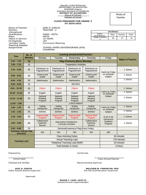 Updated Format Class Program Pdf