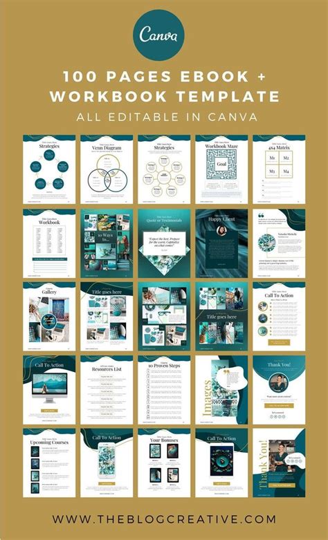 Teal Chic Workbook Canva Template Workbook Template Diy Canva