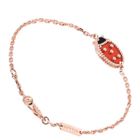 Van Cleef And Arpels Carnelian Onyx Ladybug Lucky Spring Bracelet 18k